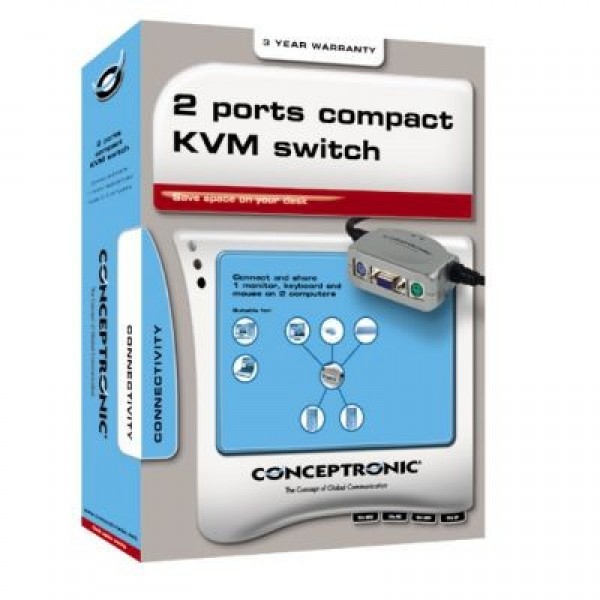 Conceptronic 2-Port Compact KVM Switch PS/2
